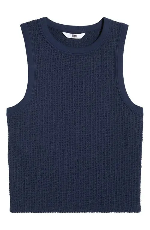 Lunya Stretch Organic Cotton Seersucker Lounge Tank - Deep Blue