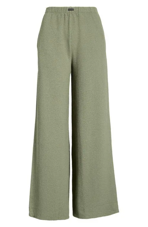 Lunya Stretch Organic Cotton Seersucker Lounge Pants - Fresh Herb