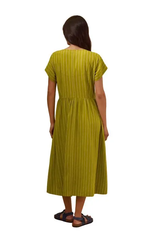 CELTIC & CO. V-neck Striped Midi Dress