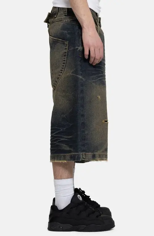 JADED LONDON Colossus Cinch Back Wide Leg Denim Shorts