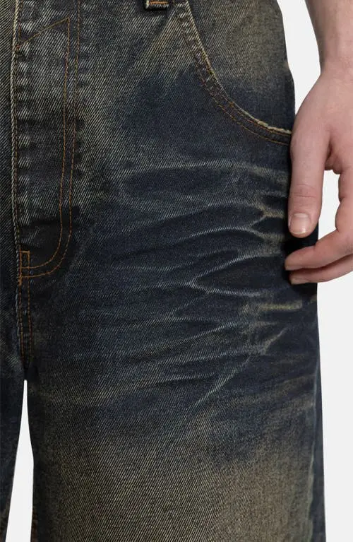 JADED LONDON Colossus Cinch Back Wide Leg Denim Shorts