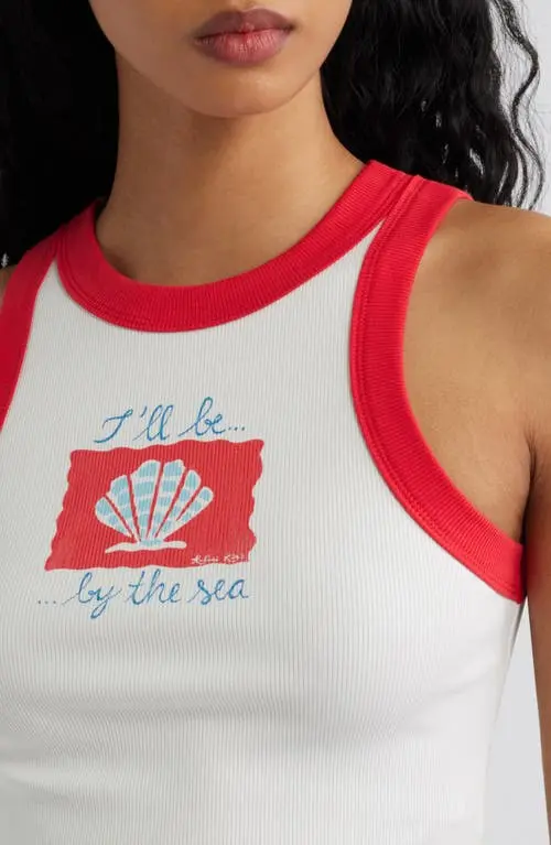 KULANI KINIS Ribbed Crop Tank With Seashell Graphic