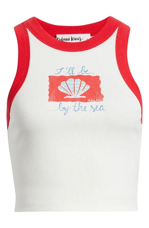 KULANI KINIS Ribbed Crop Tank With Seashell Graphic