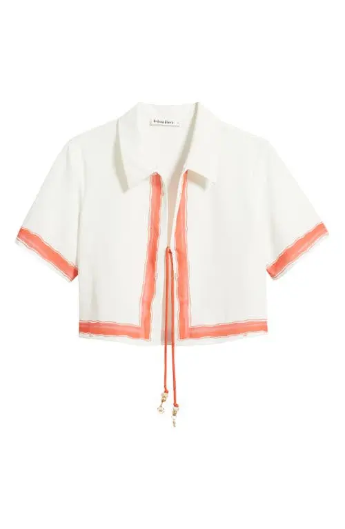 KULANI KINIS Short Sleeve Tie Front Shirt With Beaded Accents