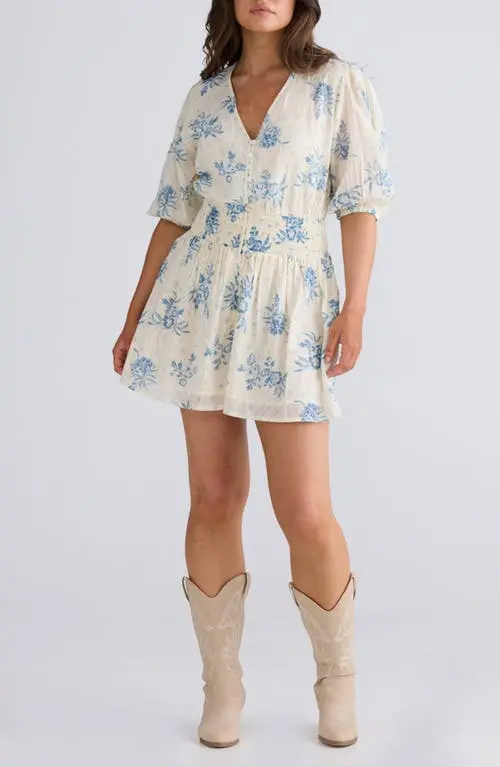 TALISMAN THE LABEL Halo Floral Print Romper - Blue Belle