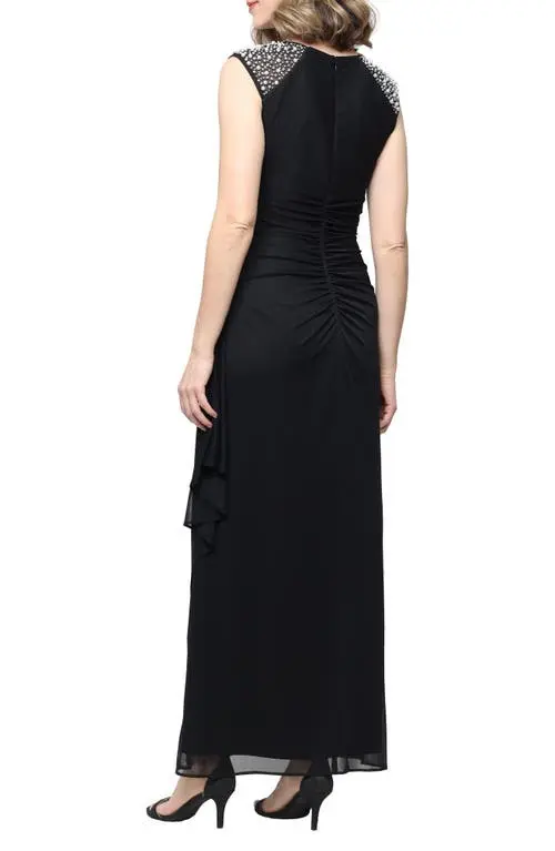 Alex Evenings Heat Set Crystal Empire Waist Gown