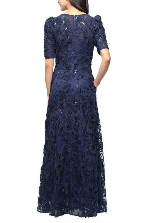 Alex Evenings Empire Waist Sequin Soutache Gown