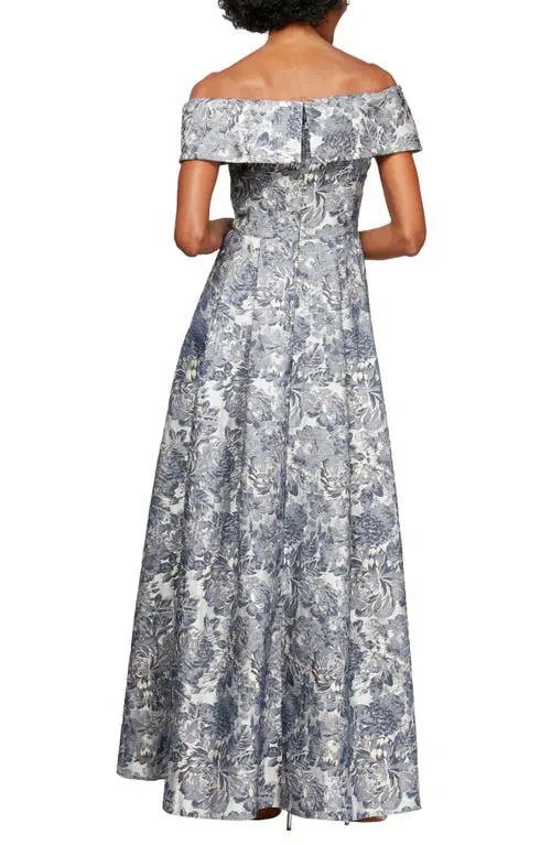 Alex Evenings Off-the-shoulder Floral Ballgown