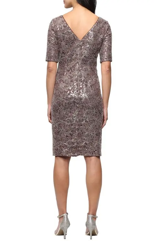 Alex Evenings Sequin Lace Sheath Cocktail Dress