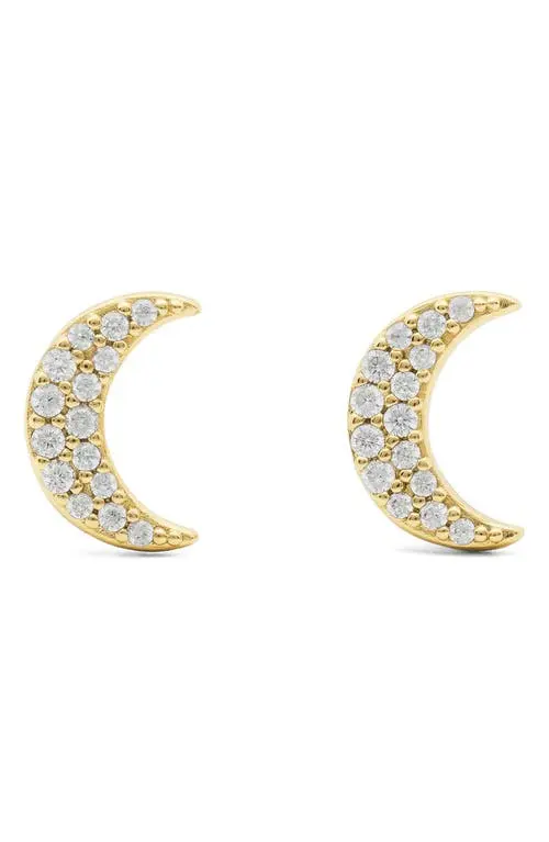 Kate Spade New York Pavé Moon Stud Earrings - Clear/gold