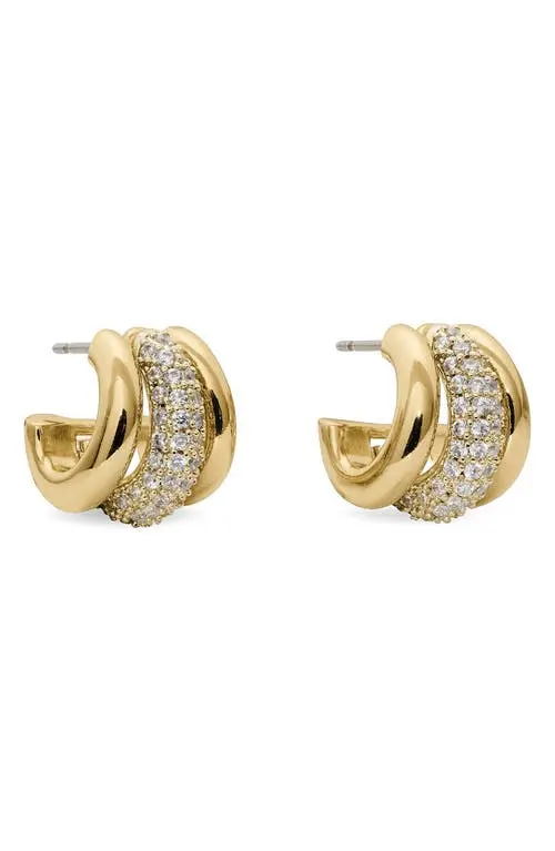 Kate Spade New York Tiny Twinkles Pavé Trio Huggie Hoop Earrings - Clear/gold