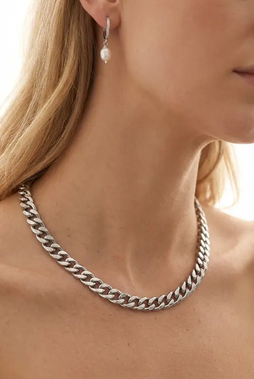 JOEY BABY Stainless Steel Cuban Link Necklace With Nautical Clasp