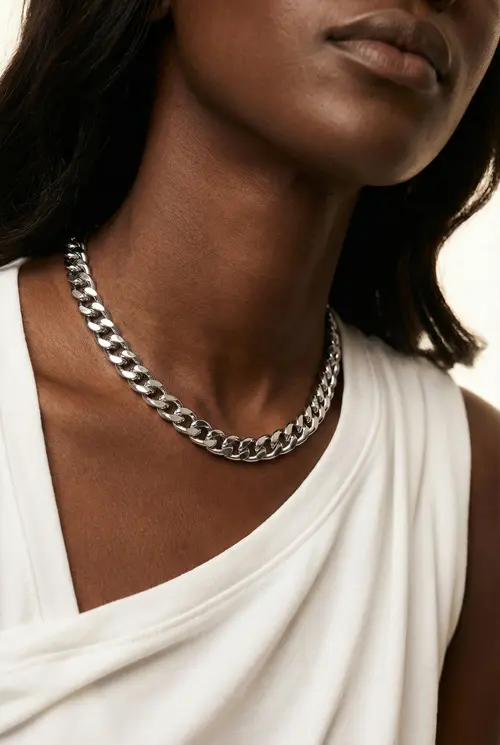 JOEY BABY Stainless Steel Cuban Link Necklace With Nautical Clasp