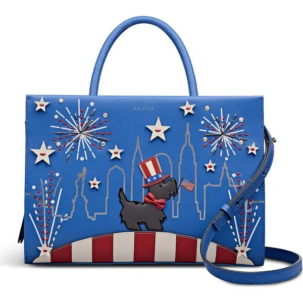 RADLEY Fireworks And Stripes Ziptop Satchel Bag - Cobalt