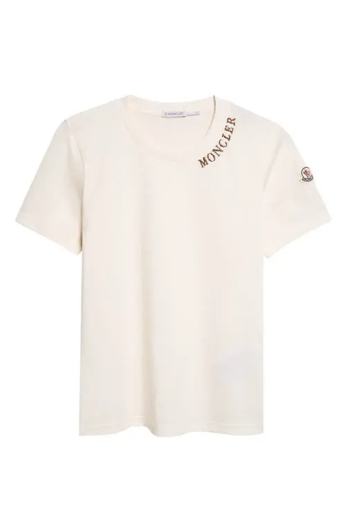 Moncler Logo Embroidered Cotton T-shirt