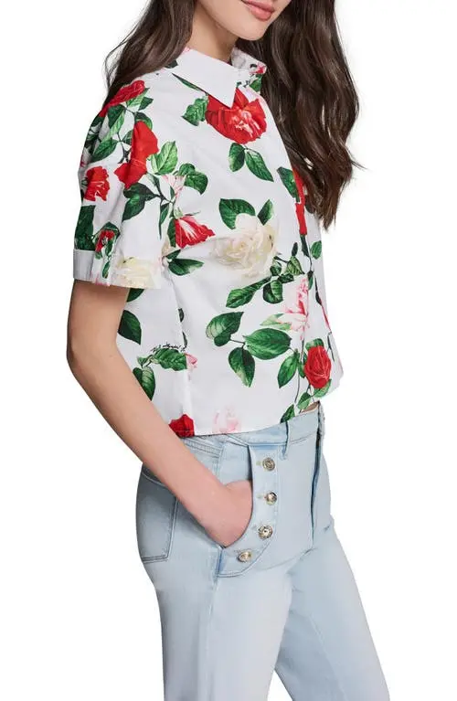 Karl Lagerfeld Paris Rose Print Cotton Shirt