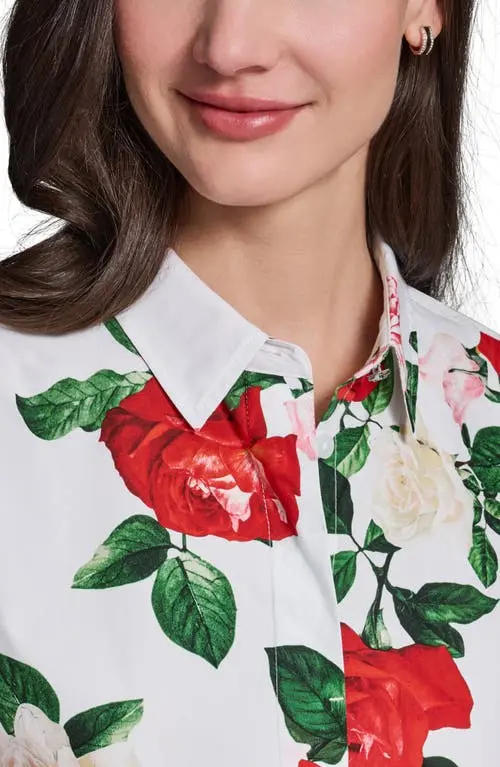 Karl Lagerfeld Paris Rose Print Cotton Shirt