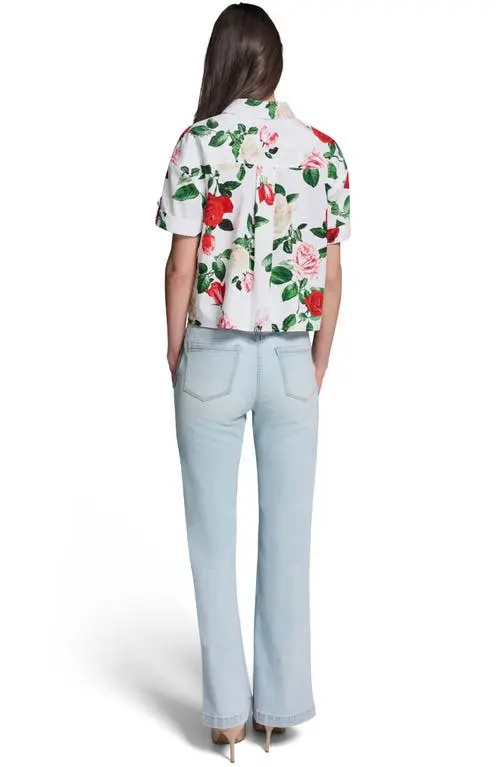 Karl Lagerfeld Paris Rose Print Cotton Shirt