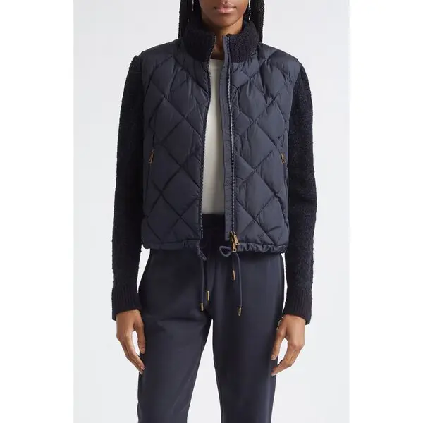 Moncler Chenille Sleeve Quilted Down Jacket