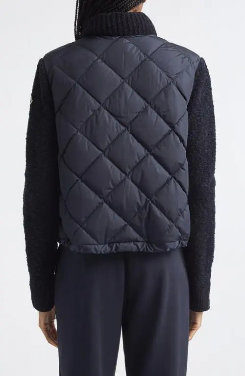 Moncler Chenille Sleeve Quilted Down Jacket