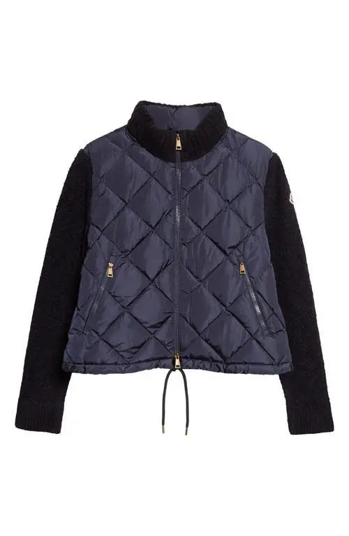 Moncler Chenille Sleeve Quilted Down Jacket