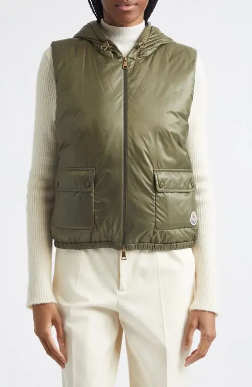 Moncler Lansette Hooded Down Vest - Green