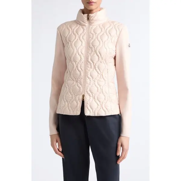 Moncler Mixed Media Down Cardigan - Pink