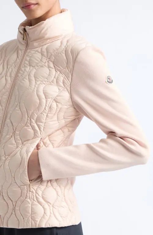 Moncler Mixed Media Down Cardigan - Pink