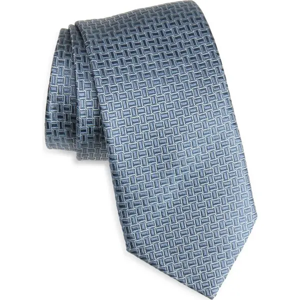 Canali Geometric Silk Neck Tie - Light Blue