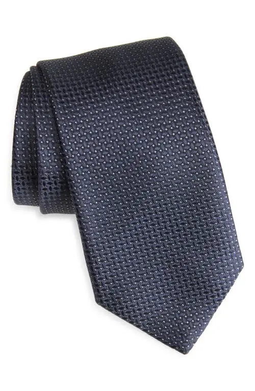 Canali Neat Silk Jacquard Neck Tie - Navy
