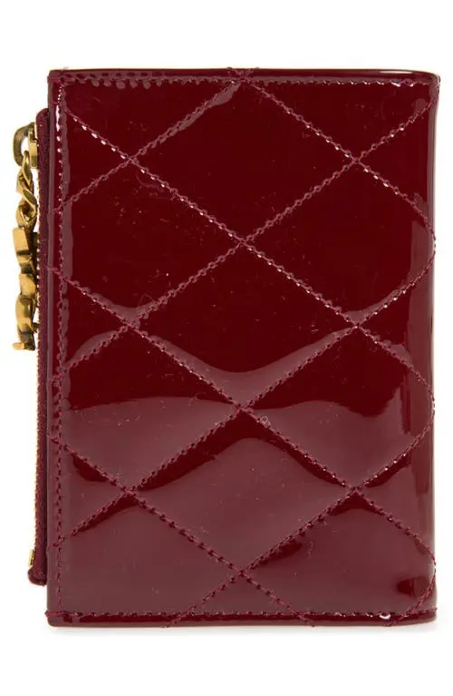 Saint Laurent Cassandre Bijou Diamond Quilted Patent Leather Bifold Wallet - Grenade