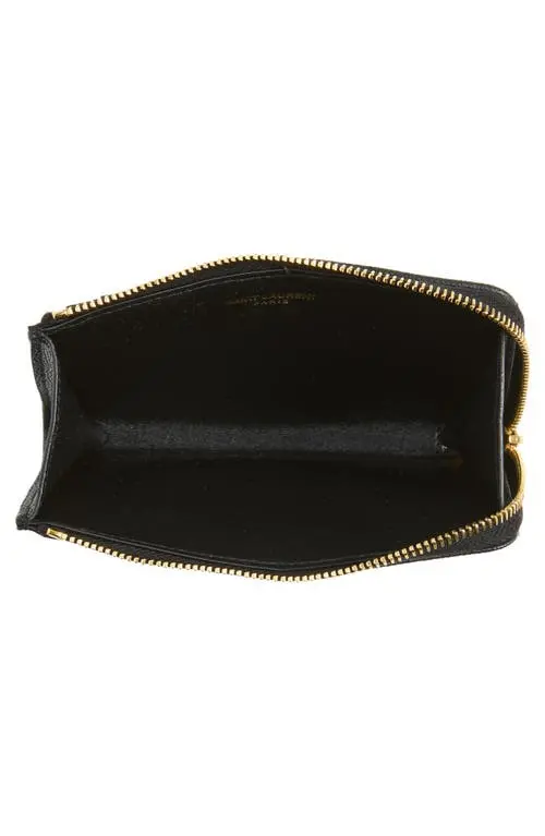 Saint Laurent Cassandre Bijou Matelassé Grain De Poudre Leather Zip Card Case