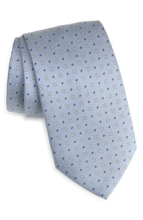 Canali Medallion Silk Neck Tie - Light Blue