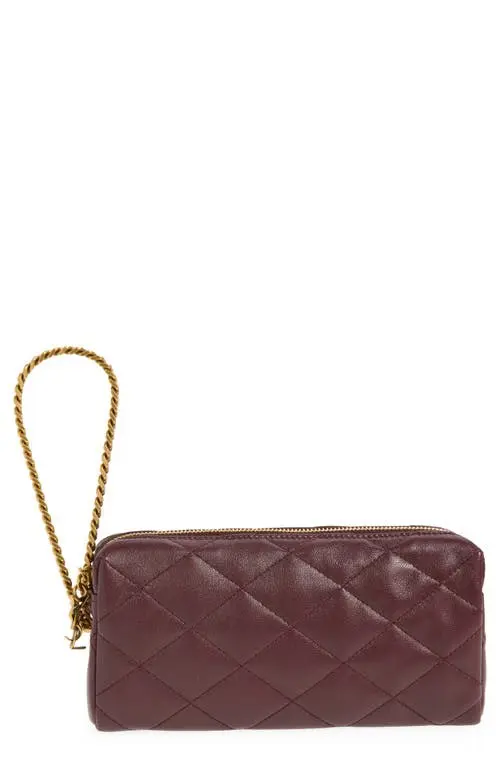 Saint Laurent Cassandre Bijou Matelassé Leather Wristlet - Rouge Cabernet