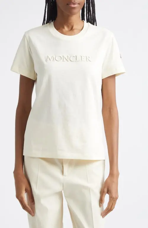 Moncler Cotton Jersey T-shirt With Raised Logo - Off White