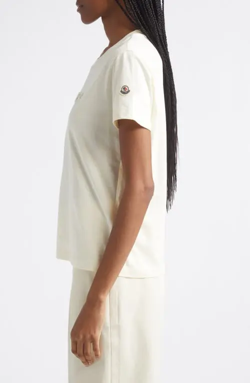 Moncler Cotton Jersey T-shirt With Raised Logo - Off White
