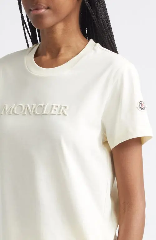 Moncler Cotton Jersey T-shirt With Raised Logo - Off White