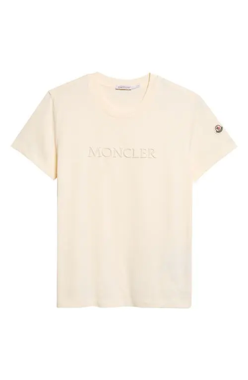 Moncler Cotton Jersey T-shirt With Raised Logo - Off White