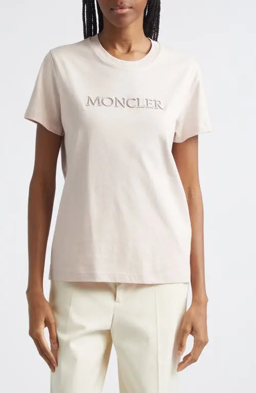 Moncler Logo Cotton Jersey T-shirt - Pink