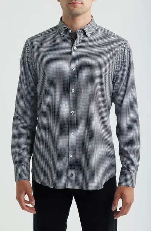 Johnston & Murphy Xc+™ Performance Game Day Gingham Button-up Shirt - Black