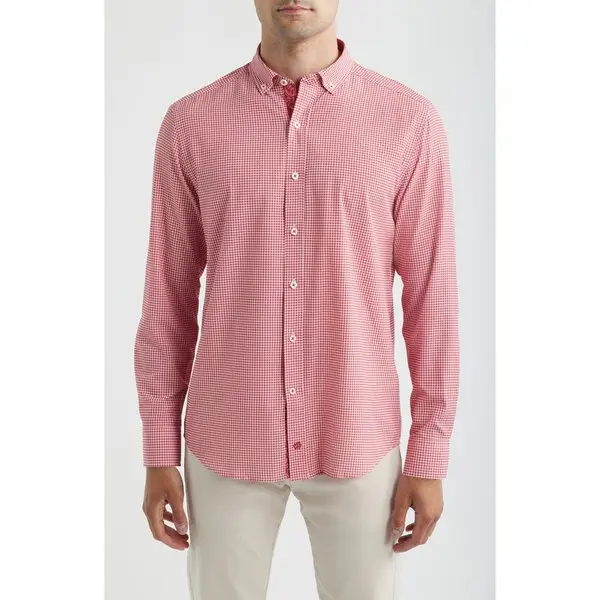 Johnston & Murphy Xc+™ Performance Game Day Gingham Button-up Shirt - Red