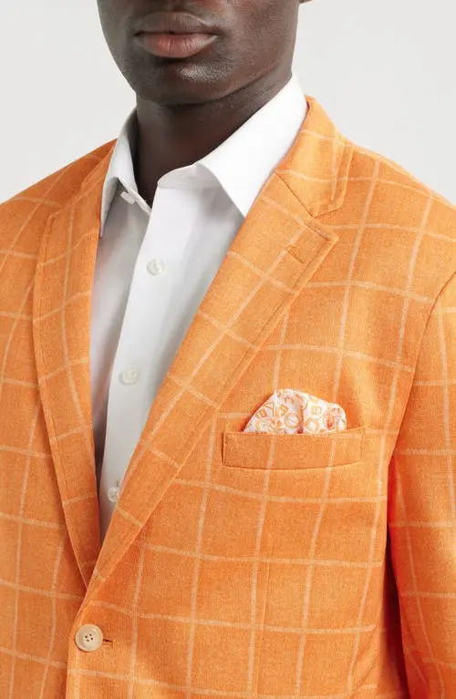 Johnston & Murphy Orange Windowpane Check Knit Sport Coat - Orange Plaid