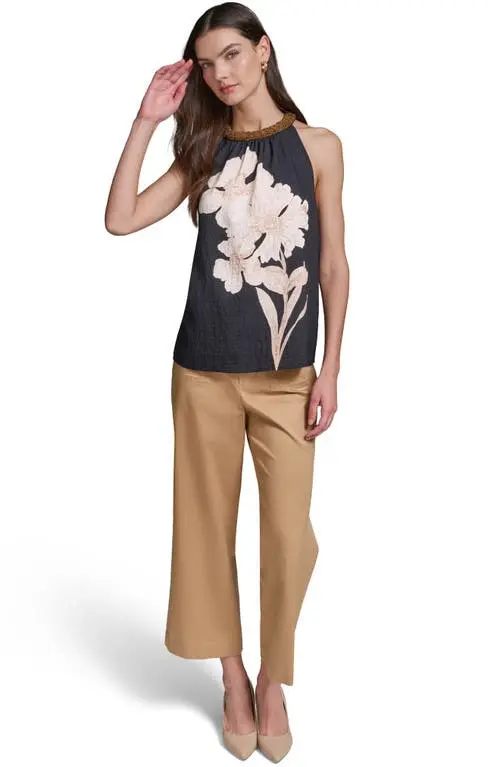 Karl Lagerfeld Paris Embellished Floral Sleeveless Top