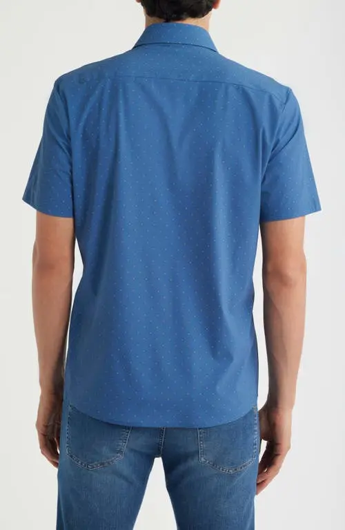 BOSS Roan Kent Slim Fit Short Sleeve Performance Button-up Shirt - Light Pastel/blue
