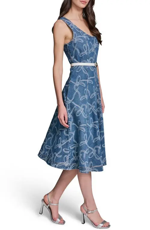 Karl Lagerfeld Paris Sleeveless Belted Denim Dress