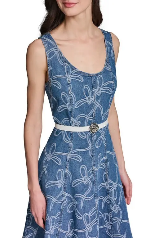 Karl Lagerfeld Paris Sleeveless Belted Denim Dress