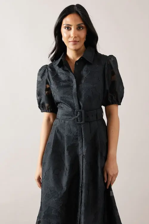 WALLIS Petite Burnout Floral Shirt Dress