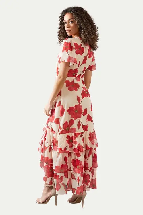 WALLIS Floral Frill Hem Chiffon Maxi Dress