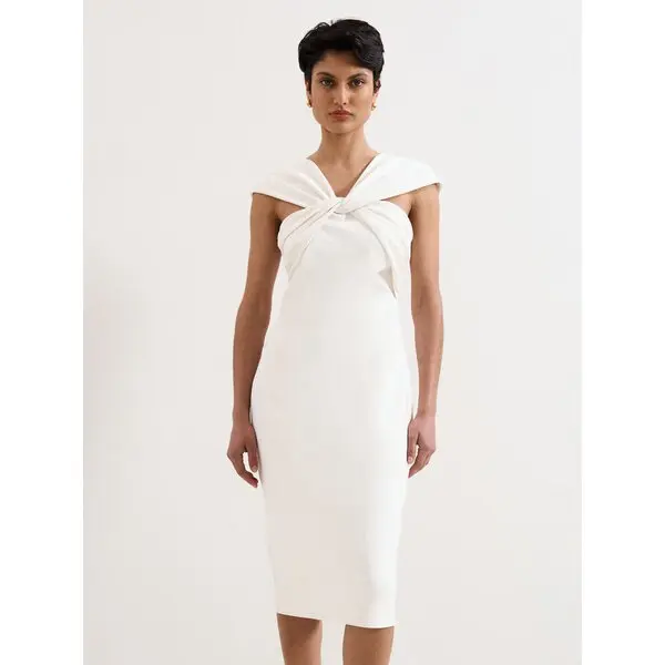 PHASE EIGHT Camela Sculptural Knot Sheath Dress - Ivory