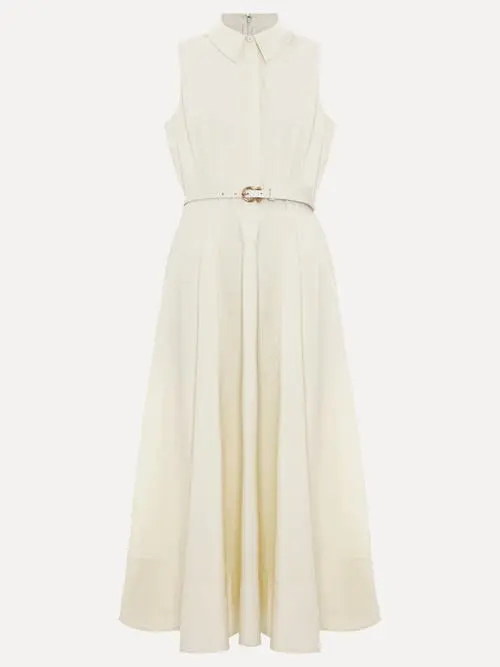 PHASE EIGHT Ariane Sleeveless Collared Belted Midi Shirt Dress